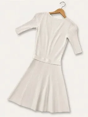 Club Monaco | Dresses | Club Monaco White Ribbed Fitandflare Mini Dress ...